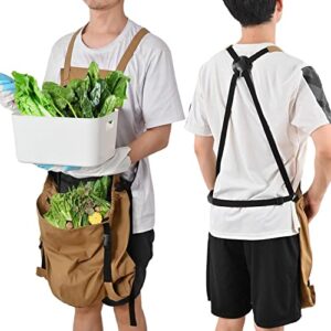 ZIOZERTT Garden Apron, Harvest Gardening Aprons with Pockets for Women and Men, Canvas Gardening Supplies Tool Belt, Gardening Gifts for Mom, Dad, Gardeners