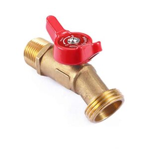 litorange 1 pcs heavy duty brass hose 90 degree elbow stop valve hose bibb boiler drain 3/4″ male npt inlet ×3/4″ male ght threaded garden hose connector adapter water shut-off valve faucet