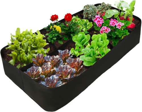 Viycuho Fabric Raised Garden Bed, 135 Gallon 8 Holes Rectangle Breathable Planting Container Grow Bag Planter Pot for Plants, Flowers and Vegetables (2 Rectangular)