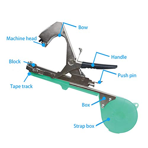 Plant Vine Tying Machine Garden Plant Tape Tool Plant Vine Tying Machine Hand Agriculture Tool with 10 Rolls Tape and 1 Box of Staples Set for Vegetable Grape Tomato Cucumber Pepper and Flower (Green)