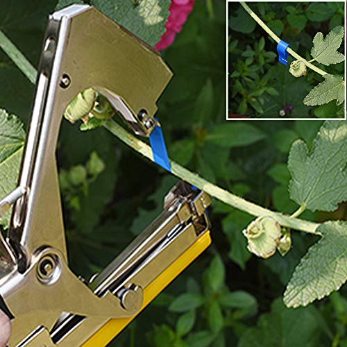 Plant Vine Tying Machine Garden Plant Tape Tool Plant Vine Tying Machine Hand Agriculture Tool with 10 Rolls Tape and 1 Box of Staples Set for Vegetable Grape Tomato Cucumber Pepper and Flower (Green)