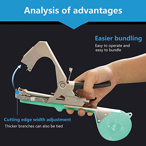 Plant Vine Tying Machine Garden Plant Tape Tool Plant Vine Tying Machine Hand Agriculture Tool with 10 Rolls Tape and 1 Box of Staples Set for Vegetable Grape Tomato Cucumber Pepper and Flower (Green)