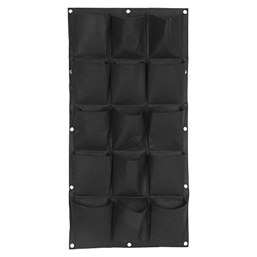 Vertical Hanging Garden Planter Wall Mounted Plant Grow Bag for Indoor Outdoor Decoration,Black (15 Pockets)