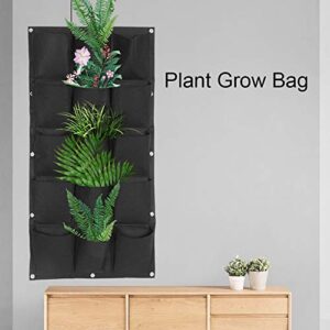 Vertical Hanging Garden Planter Wall Mounted Plant Grow Bag for Indoor Outdoor Decoration,Black (15 Pockets)