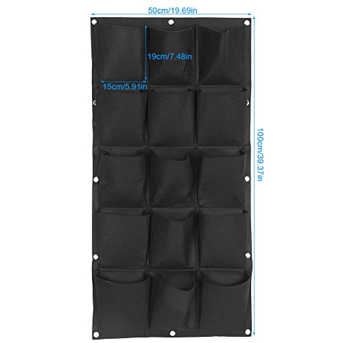 Vertical Hanging Garden Planter Wall Mounted Plant Grow Bag for Indoor Outdoor Decoration,Black (15 Pockets)