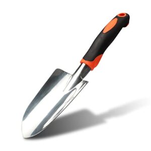 defutay garden trowel, garden shovel hand shovel with non-slip handle, aluminum heavy duty shovels for transplanting, weeding, moving and smoothing digging & planting (orange)