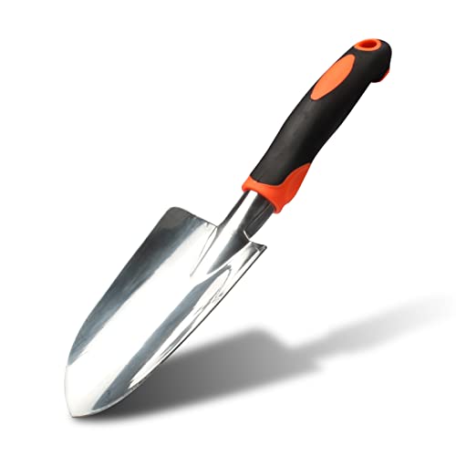 defutay Garden Trowel, Garden Shovel Hand Shovel with Non-Slip Handle, Aluminum Heavy Duty Shovels for Transplanting, Weeding, Moving and Smoothing Digging & Planting (Orange)