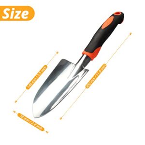 defutay Garden Trowel, Garden Shovel Hand Shovel with Non-Slip Handle, Aluminum Heavy Duty Shovels for Transplanting, Weeding, Moving and Smoothing Digging & Planting (Orange)