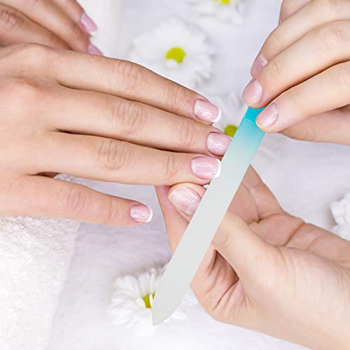 3 Pack Glass Nail File, EAONE Crystal Nail Files, Double-Sided Etched Fingernail Glass Nail Files for Natural Nails Professional Nail Care Tool Stocking Stuffers for Women Nail Foot Tool with Case