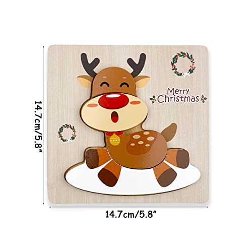 Anditoy 4 Pack Christmas Wooden Puzzles for Kids Toddlers Christmas Toys Christmas Stocking Stuffers Party Favors Gifts