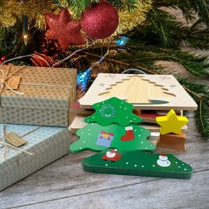 Anditoy 4 Pack Christmas Wooden Puzzles for Kids Toddlers Christmas Toys Christmas Stocking Stuffers Party Favors Gifts