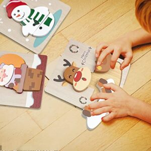 Anditoy 4 Pack Christmas Wooden Puzzles for Kids Toddlers Christmas Toys Christmas Stocking Stuffers Party Favors Gifts