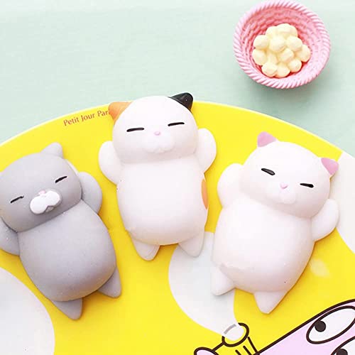 Squishy Cat Toys, 4pcs Soft Silicone Cute Kawaii Stress Relief Toys for Kids Adults Fidget Toy Sensory Stress Anxiety Relief Squeeze Toys for Boys Girls Birthday Gifts Stocking Stuffers Party Favor