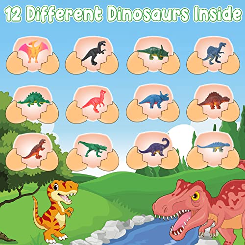 Dinosaur Toys, 12 Pack Dino Eggs Dig Kit, Easter Eggs Excavation Science Fossil Archaeology Educational Experiments Kits for Kids, Easter Basket Stocking Stuffers, STEM Toys Party Gift Surprise Eggs