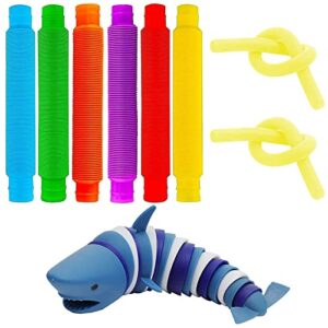 auxhcyl 9pcs pop tubes sensory toys set,sensory tubes,stretch tube sensory toys,fidget toys diy creative activitie,stocking stuffers for kids learning toys