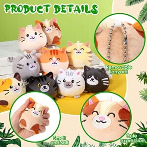 Libima 9 Pcs Mini Plush Cat Stuffed Animals Bulk 3.15 Inch Soft Decompress Kitten Plush Toys Round Cute Plush Cats for Kids Birthday Baby Shower Pet Party Decor Stocking Stuffers Easter Eggs Fillers