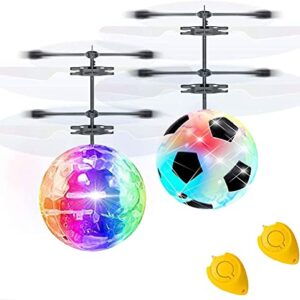 iGeeKid 2 Pack RC Flying Ball Toys Easter Basket Stuffers for Kids 6-14 Boys Lighting Flying Toys Hand Operated Remote Controller Rechargeable Indoor Outdoor Cool Toys for Easter Gifts