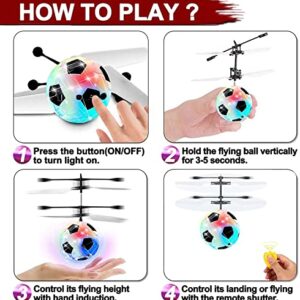 iGeeKid 2 Pack RC Flying Ball Toys Easter Basket Stuffers for Kids 6-14 Boys Lighting Flying Toys Hand Operated Remote Controller Rechargeable Indoor Outdoor Cool Toys for Easter Gifts