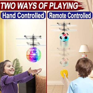 iGeeKid 2 Pack RC Flying Ball Toys Easter Basket Stuffers for Kids 6-14 Boys Lighting Flying Toys Hand Operated Remote Controller Rechargeable Indoor Outdoor Cool Toys for Easter Gifts