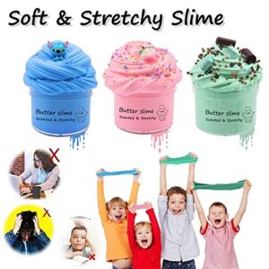 MiVRIU Scented Butter Slime 3 Pack, Stretchy and Non-Sticky Slime for Kids Slime Party Favors, Christmas Stocking Stuffers, Goodie Bag Stuffers, Girls Boys.