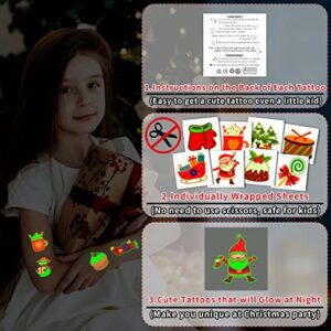 Partywind 204 PCS Individually Wrapped Glow Christmas Tattoos for Kids Stocking Stuffers, Christmas Party Decorations Favors Gifts, Xmas Holiday Goodie Bag Fillers Games Toys