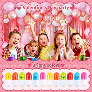 DOBKDTUYS 28pack Valentines Cards for Kids Classroom With Retractable Vitamin Pens, Funny Pens Valentines Day Gifts Exchange Gifts for Kids Classroom Party Favors Carnival Prizes Stocking Stuffers