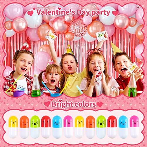 DOBKDTUYS 28pack Valentines Cards for Kids Classroom With Retractable Vitamin Pens, Funny Pens Valentines Day Gifts Exchange Gifts for Kids Classroom Party Favors Carnival Prizes Stocking Stuffers