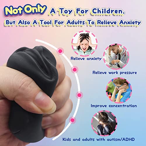 Squishy Fidget Sensory Stress Human face Toys for Adults Teens Kids,Decompression Anxiety Relief Toy,Funny Gift for Birthday,Christmas,Stocking Stuffer Gift (Depressed, Black)