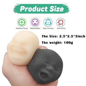 Squishy Fidget Sensory Stress Human face Toys for Adults Teens Kids,Decompression Anxiety Relief Toy,Funny Gift for Birthday,Christmas,Stocking Stuffer Gift (Depressed, Black)