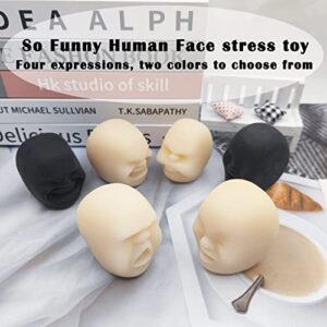 Squishy Fidget Sensory Stress Human face Toys for Adults Teens Kids,Decompression Anxiety Relief Toy,Funny Gift for Birthday,Christmas,Stocking Stuffer Gift (Depressed, Black)