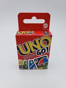 uno go! pocket-sized cards for on the go play mini sized playing cards for travel stocking stuffer birthday party kids, adults family game night color matching fun