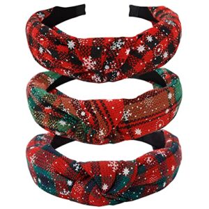 christmas headbands for women girls, tobatoba 3 pcs christmas hair accessories christmas headbands for kids, fashion plaid headbands holiday hairbands christmas stocking stuffers for women girls