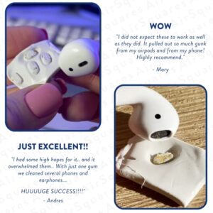 AirSquares Earbud Cleaning Putty, AirPods Cleaning Kit, Safely Remove Ear Wax, Dirt & Gunk from Wireless & Bluetooth Earpods, Earbuds, Headphones, Earphone, Hearing Aids & More (12 Pack)