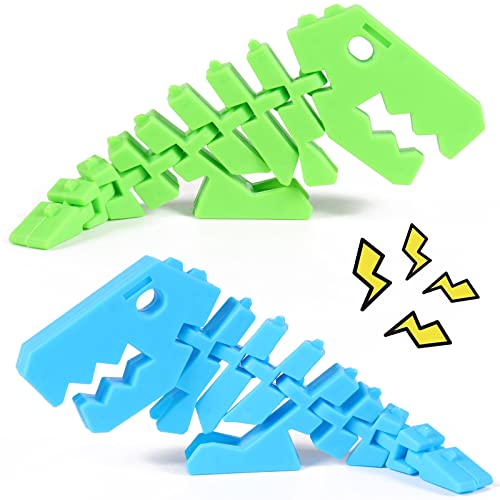 2PCS Fidget T-Rex Toy Blue & Green, ADHD Autism Sensory Toy, Best Boy Girl Tween Teen Christmas Stocking Stuffers Idea, Dinosaur TREX Birthday Gift Present, Party Favour Game Prizes for Toddlers Kids