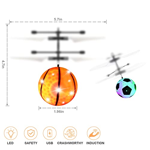 Flying Ball Toys Infrared Induction RC Toys Mini Ball Drone Helicopter Light Up Flying Toys Indoor and Outdoor Games for Boys Girls Christmas Stocking Stuffers Ideal Gift（3Pcs）