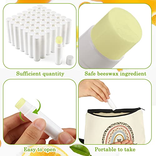 100 Pieces Bulk Lip Balm Moisturizing Lip Balm Original Beeswax Lip Cream Stocking Stuffers Add Your Own Labels for Gifts Baskets Business Branding Men and Women, White (Lemon)