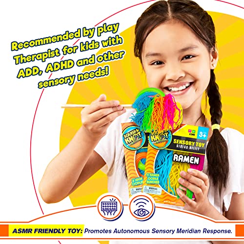 Ramen & Udon Textured Stretchy Noodles (2 Packs) Strings and Super Sensory Fidget Toys for Adults and Kids Stocking Stuffers Fidget Pack. Autism, Anxiety Tactile Toy Kids Party Favor R&U-4799-2s