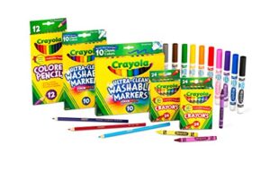 crayola back to school supplies for girls & boys, crayons, markers & colored pencils, gifts, 80 pieces [amazon exclusive]