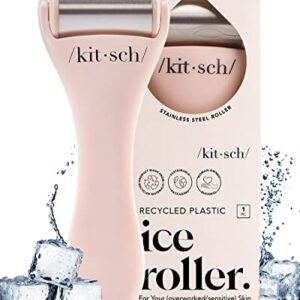 Kitsch Ice Roller for Face - Stainless Steel Ice Face Roller Skin Care | Face Ice Roller for Skin Irritation | Ice Facial Roller for Sensitive Skin | Ice Roller for Face & Eye Puffiness Relief (Pink)