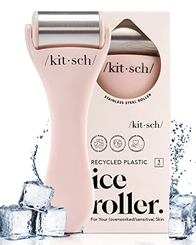 Kitsch Ice Roller for Face - Stainless Steel Ice Face Roller Skin Care | Face Ice Roller for Skin Irritation | Ice Facial Roller for Sensitive Skin | Ice Roller for Face & Eye Puffiness Relief (Pink)