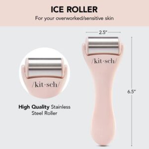 Kitsch Ice Roller for Face - Stainless Steel Ice Face Roller Skin Care | Face Ice Roller for Skin Irritation | Ice Facial Roller for Sensitive Skin | Ice Roller for Face & Eye Puffiness Relief (Pink)