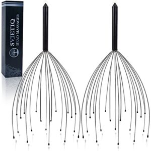 svjetiq 2 pack head massager head scratcher 20 fingers scalp massager, handheld head massage tingler, scalp scratcher for deep relaxation, stocking stuffers for men, women