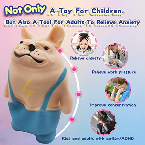 AWANGLUO Flexible Stress Man Reliever Great for Calming Mind Styles Vary- Squishies Sensory Fidget Pug Dog Toy for Reducing Anxiety and Tension, Funny Toy for Adults Teens Kids, Stocking Stuffer Gift