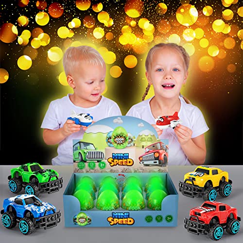 Toddler Chicken Easter Eggs Toys,Cars Advent Calendar for Kids, Animal Stocking Stuffer Toy Cars with Animals Vehicles Set , Play Race Cars and Trucks Perfect for Toddler, Boys and Girls (Cartoon airplane car)