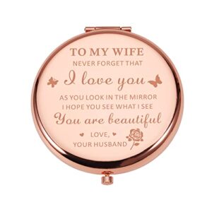 to my wife gifts from husband valentine’s day gifts for women compact mirror christmas stocking stuffers for wife anniversary birthday gift makeup pocket mirror for wedding mother day engagement