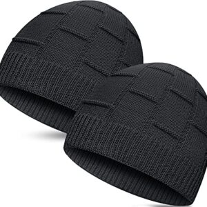 2 Pack Beanie Hats,Unique Christmas Stocking Stuffers Gifts for Women Men Teenagers Girls Her Husband Boys (Black+Black)