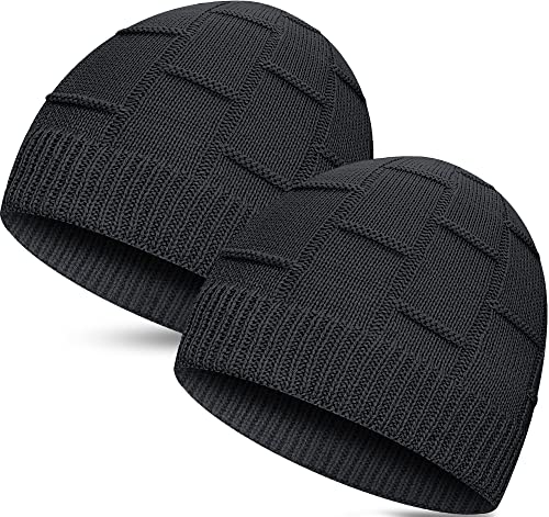 2 Pack Beanie Hats,Unique Christmas Stocking Stuffers Gifts for Women Men Teenagers Girls Her Husband Boys (Black+Black)