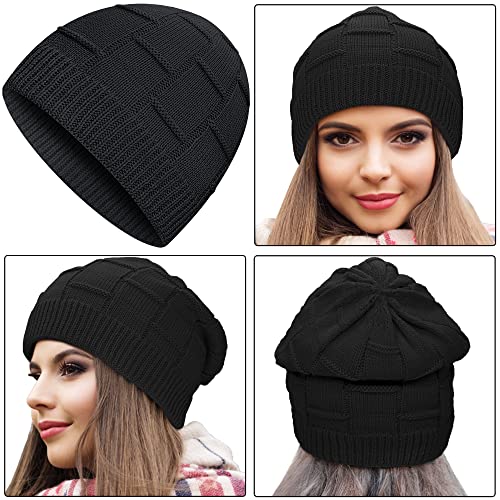 2 Pack Beanie Hats,Unique Christmas Stocking Stuffers Gifts for Women Men Teenagers Girls Her Husband Boys (Black+Black)