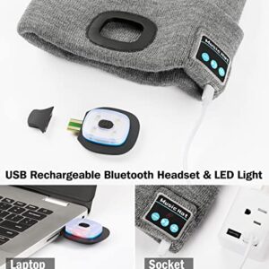 Bluetooth Beanie Hat with Light, Unique Tech Gifts for Men Husband Him Teen, Wireless Headphones for Fishing Jogging Working, Christmas Stocking Stuffers Blue