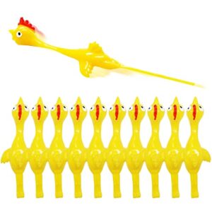 namii w slingshot chicken rubber chicken flick chicken flying chicken flingers stress gag toys, rubber chicken slingshot funny christmas stuffers easter chicks novelty gifts for kids (yellow 10 pcs)